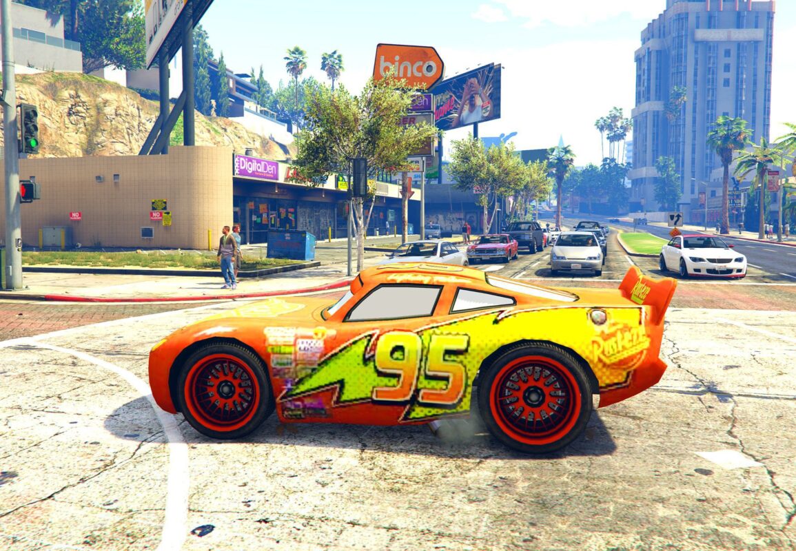 Download GTA 5 Mods Lightning McQueen Orange Addon Vehicle | G5Mods