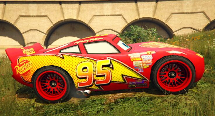 Download GTA 5 Mods Lightning McQueen Red Addon Vehicle | G5Mods
